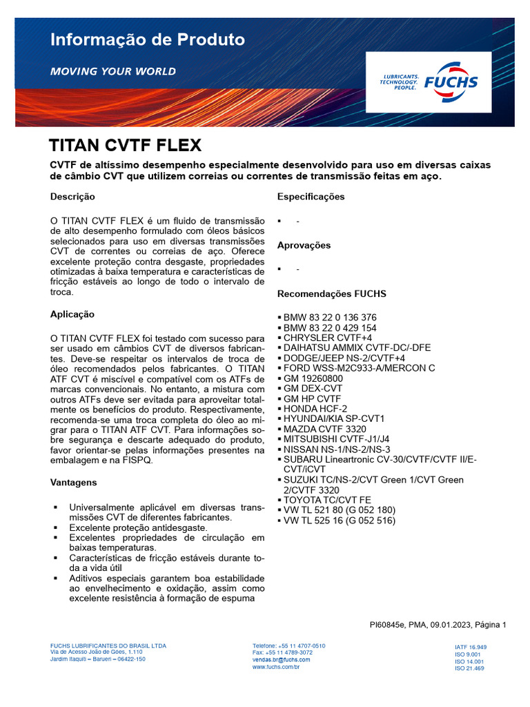 Titan CVTF Flex - Ip | PDF | Tecnologia e Engenharia
