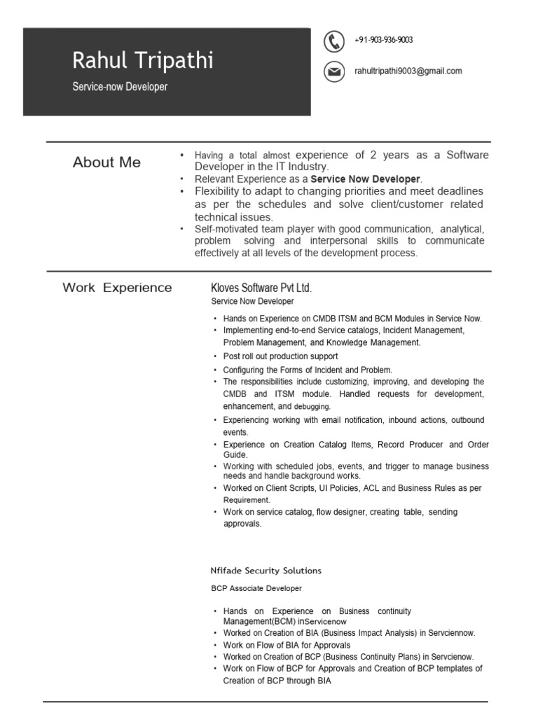 Rahul Tripathi Resume | PDF | Computing | Information Technology