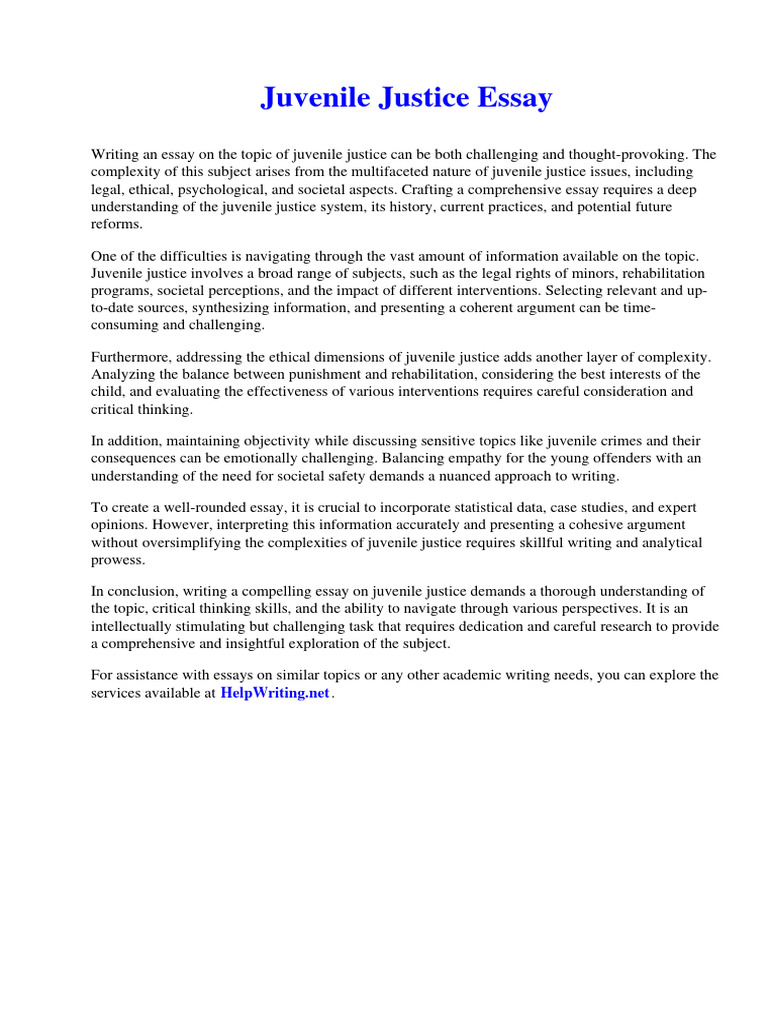 Juvenile Justice Essay | Download Free PDF | Printing Press | Printing
