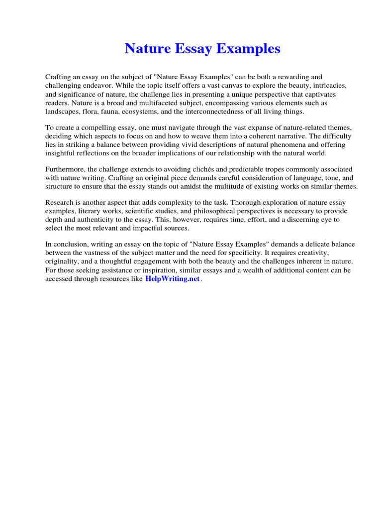 Nature Essay Examples | PDF | Ribosome | Biochemistry