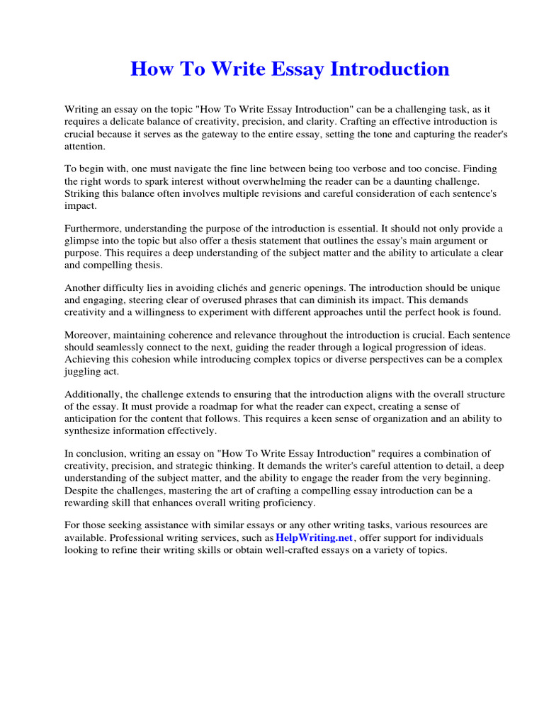 How To Write Essay Introduction Pdf Essays Rock Music