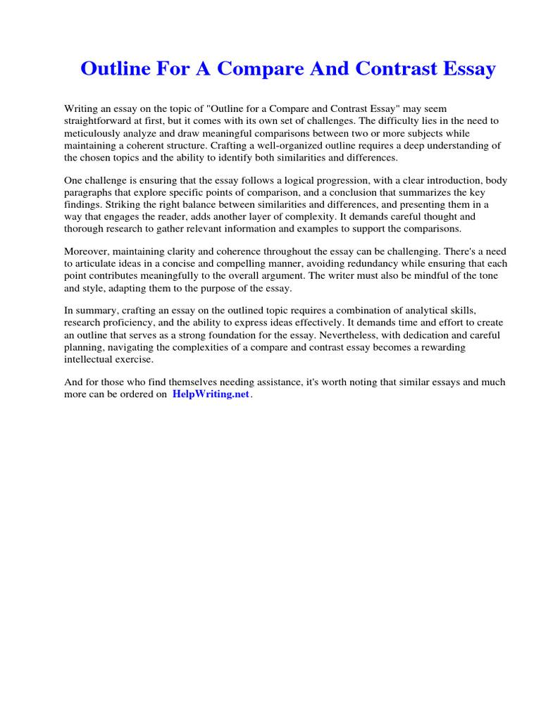Outline For A Compare and Contrast Essay | PDF | Essays | Learning