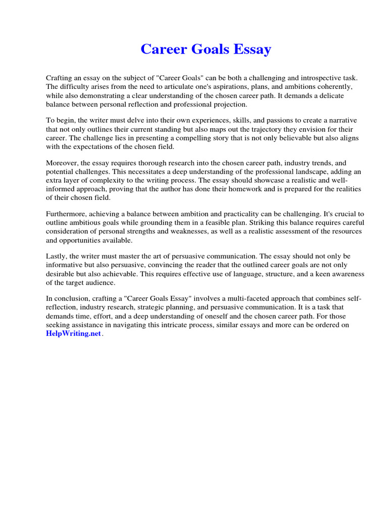 Career Goals Essay | PDF | G.I. Joe | Brand