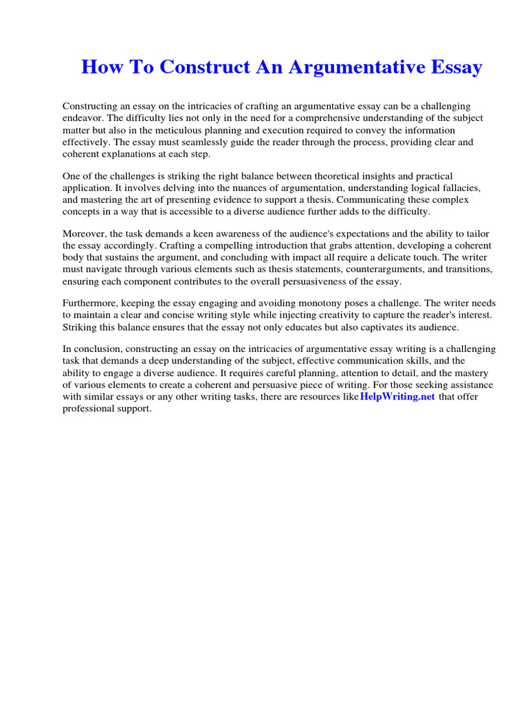 How To Construct An Argumentative Essay | PDF | This Side Of Paradise ...