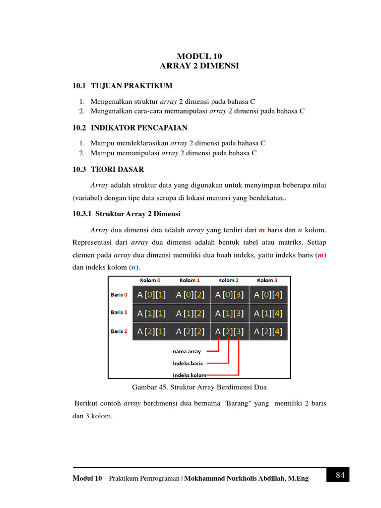 Modul 10 - Array 2 Dimensi | PDF
