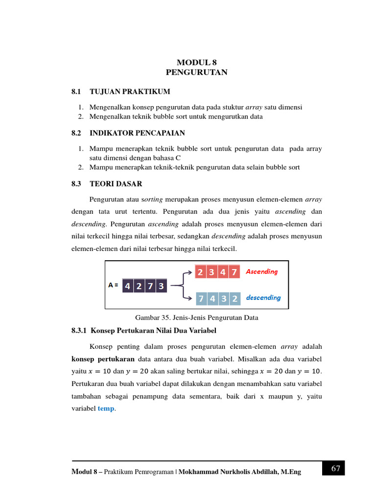 Modul 8 - Sorting | PDF | Komputer