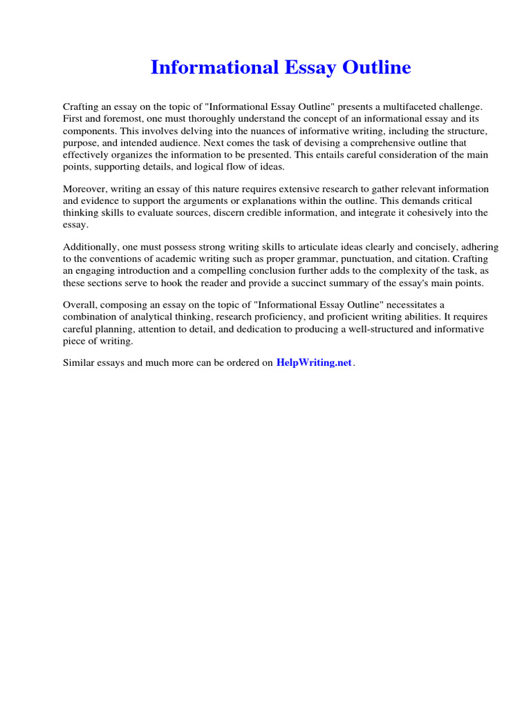 Informational Essay Outline | PDF | General Motors | Othello