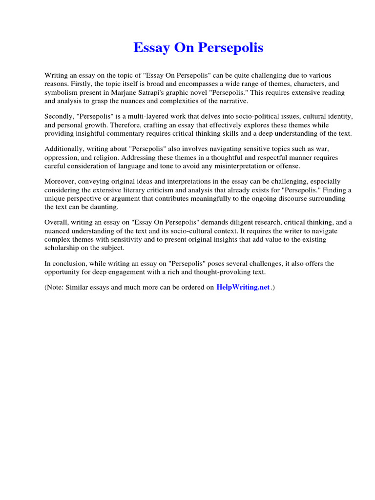 Essay On Persepolis | PDF | Silk Road | Chile