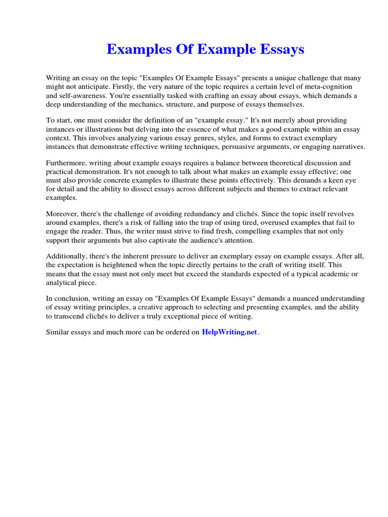 Examples of Example Essays | PDF