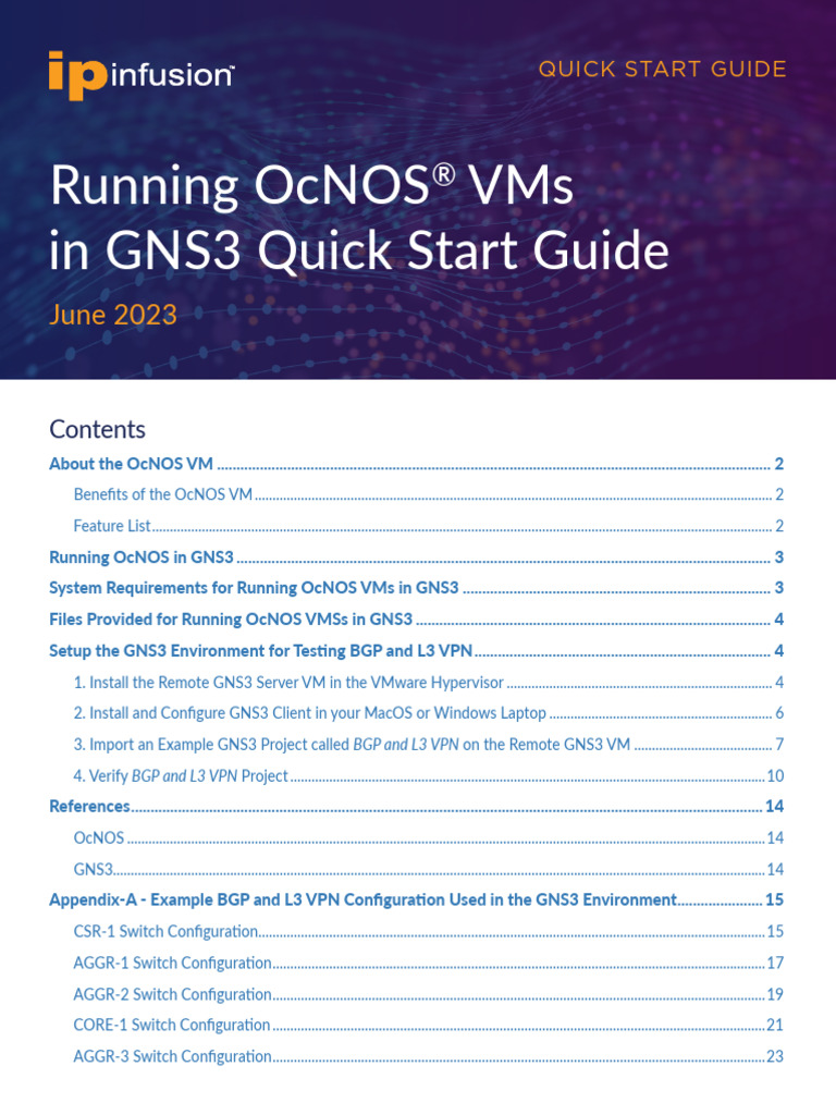 Running OcNOS in GNS3 Quick Start Guide 06 23 | PDF | Ip Address | Virtual Machine