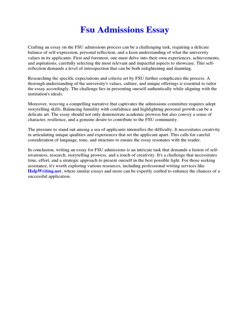 Fsu Admissions Essay | PDF | Sleep | Northanger Abbey