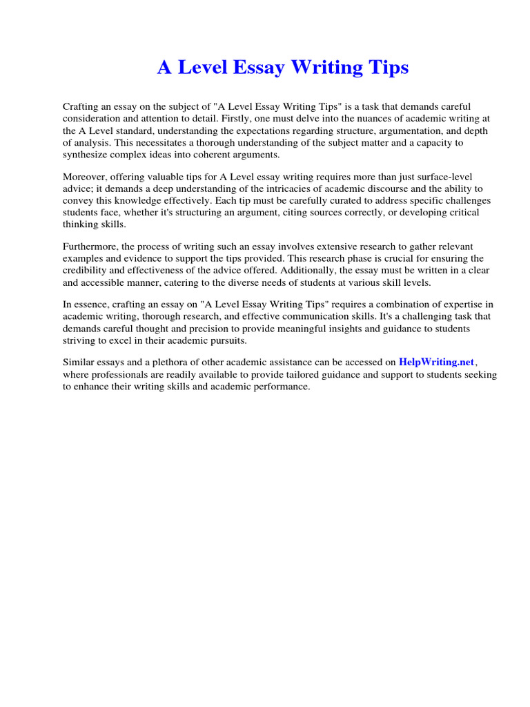 A Level Essay Writing Tips | PDF | Essays | Feminism