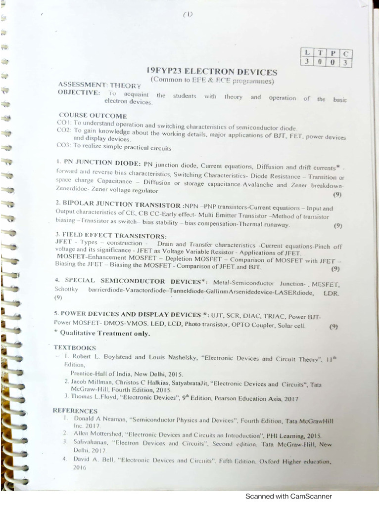 Electron Devices (ED) Unit 1 | PDF