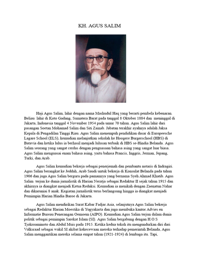 KH Agus Salim | PDF | Politik | Sejarah
