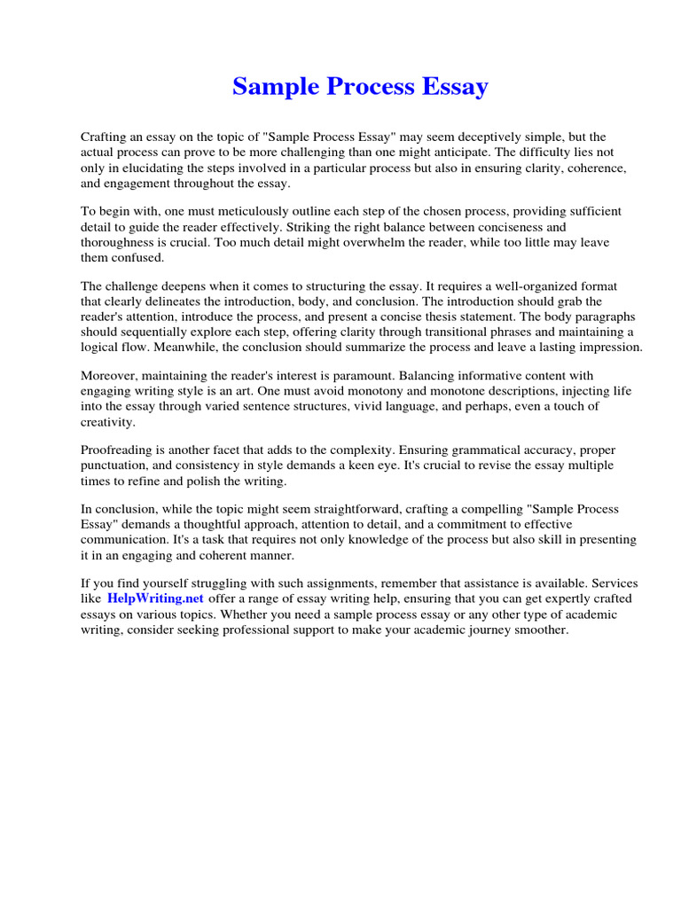 Sample Process Essay | PDF