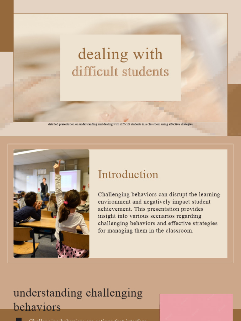 Dealing With Difficult Students | Download Free PDF | Behavior | Feeling