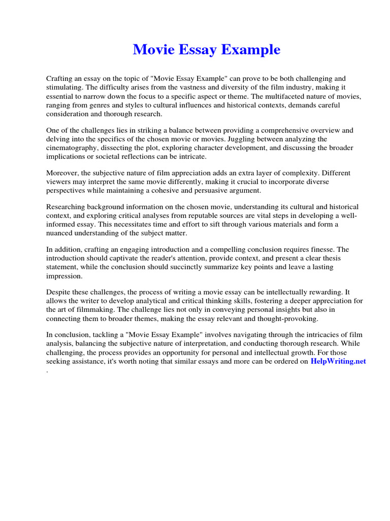 Movie Essay Example | PDF | Essays