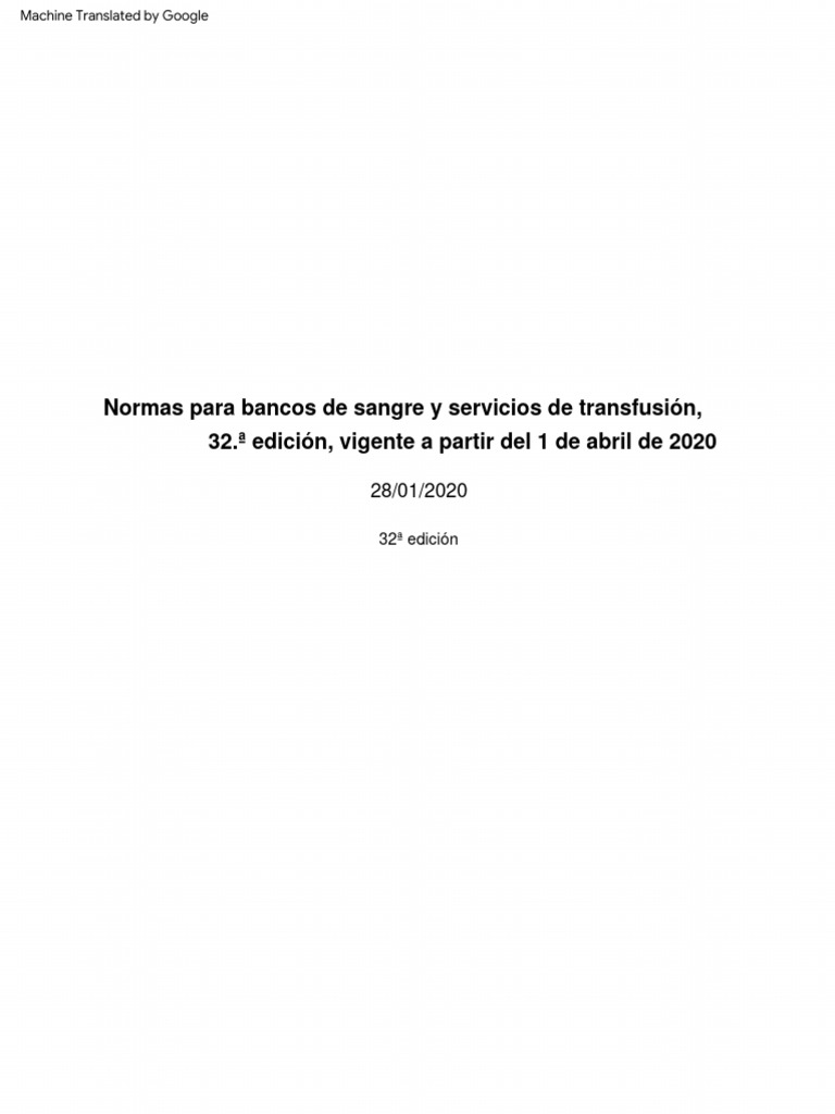 AABB Standards For Blood Banks and Transfusion Services 32nd Edition ...