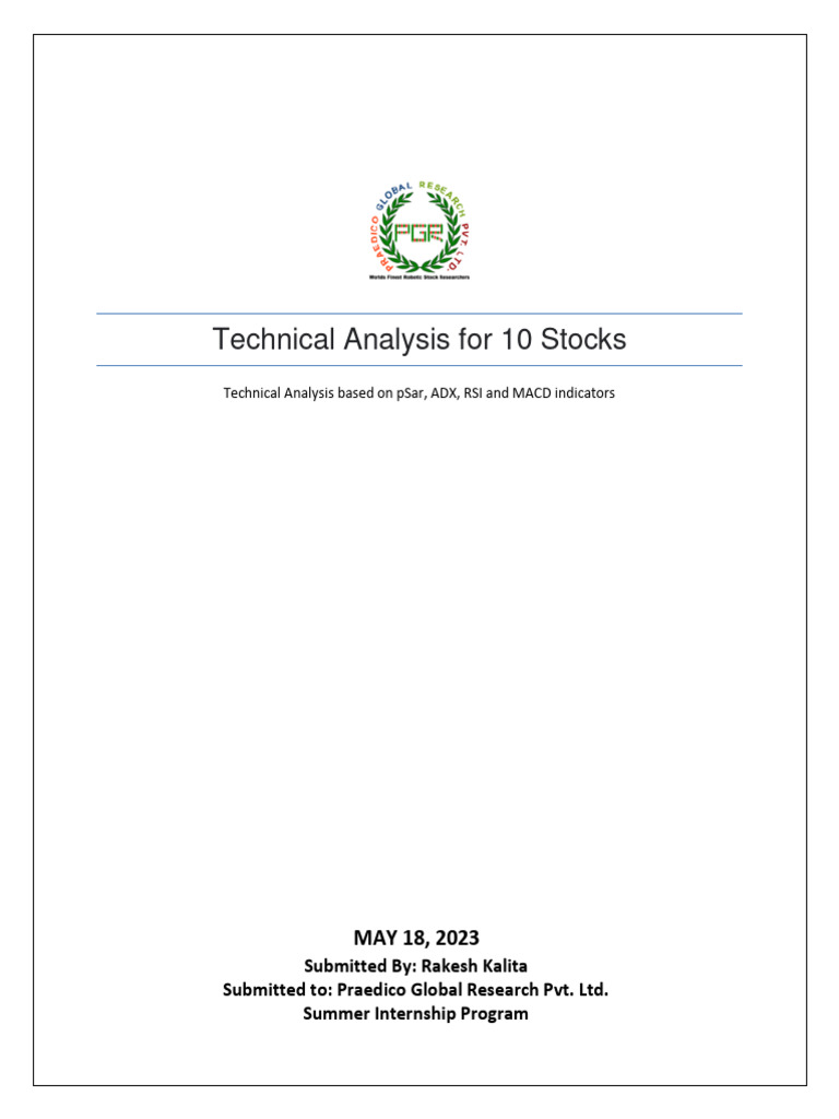Technical Analysis Based On PSar ADX RSI And MACD Indicators PDF