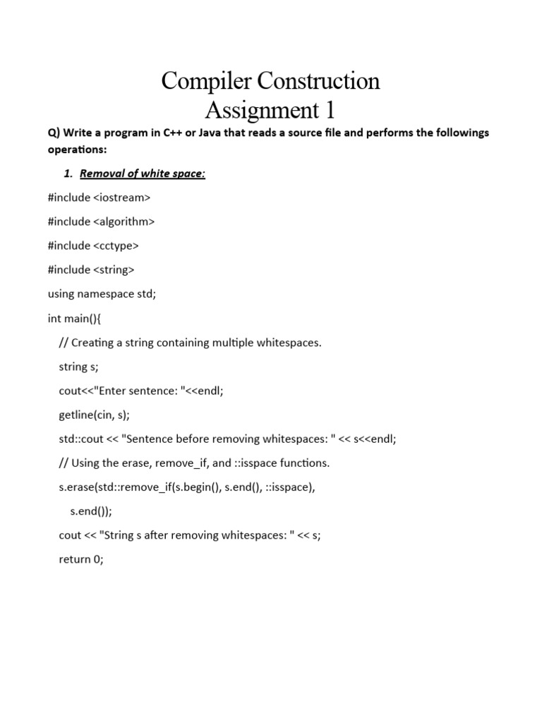 Compiler Construction Assignment | PDF | Namespace | String (Computer ... Compiler Construction Assignment | PDF | Namespace | String (Computer ...