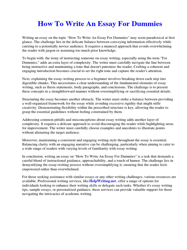 How To Write An Essay For Dummies | PDF | Essays | Cheyenne