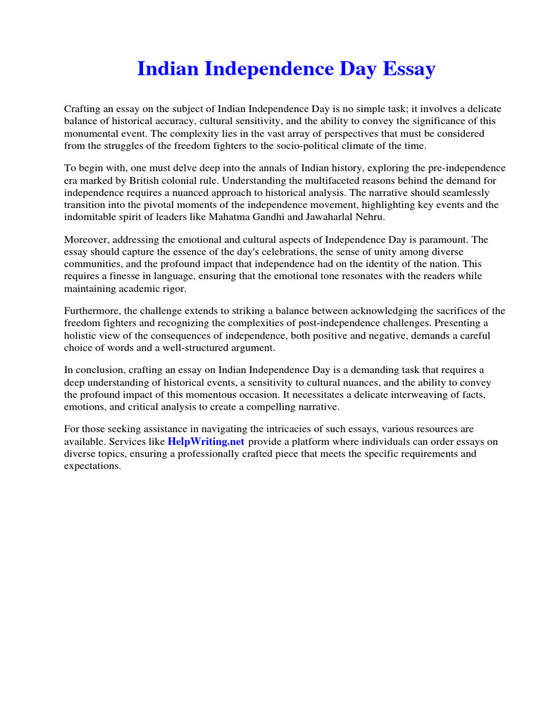 Indian Independence Day Essay | PDF | Tanzania | Essays