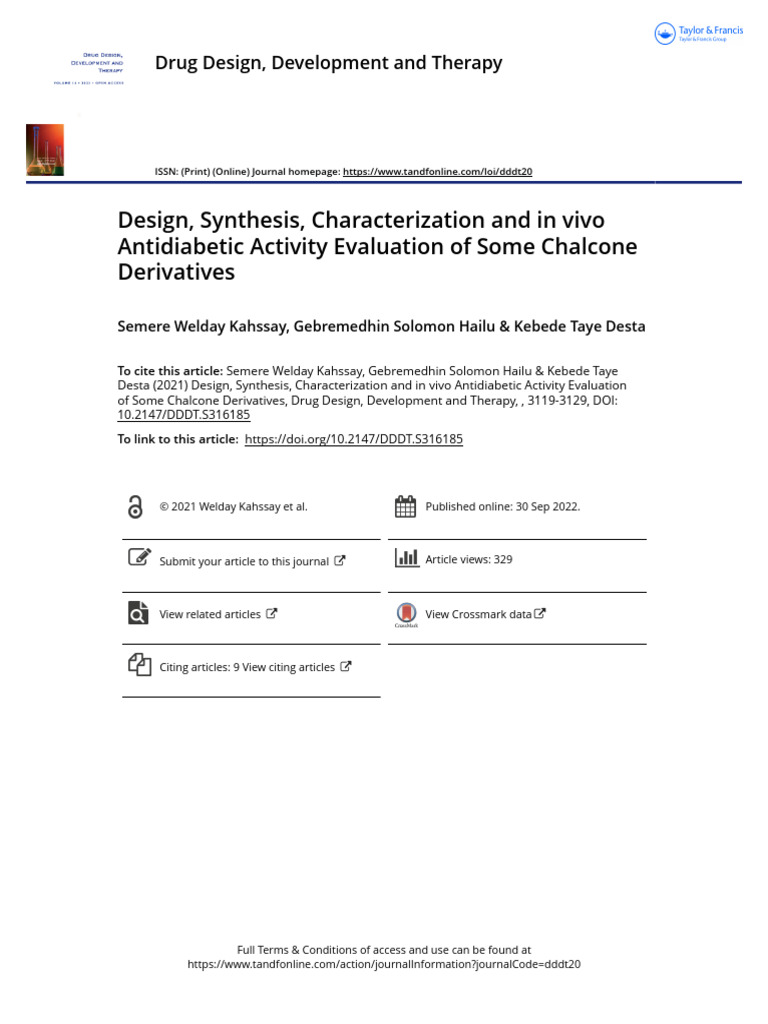 Design Synthesis Characterization and in Vivo Antidiabetic Activity Evaluation of Some Chalcone ...