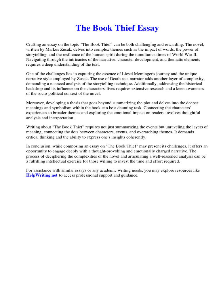The Book Thief Essay | PDF | Empiricism | Psychoanalysis