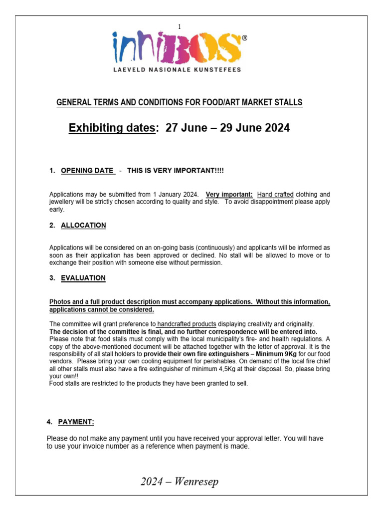 Innibos 2024 Market Stall Application | PDF | Justice | Crime & Violence