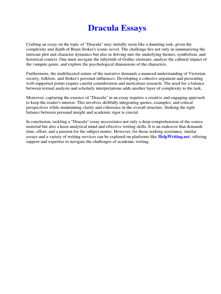 Dracula Essays | PDF | Essays | Dracula
