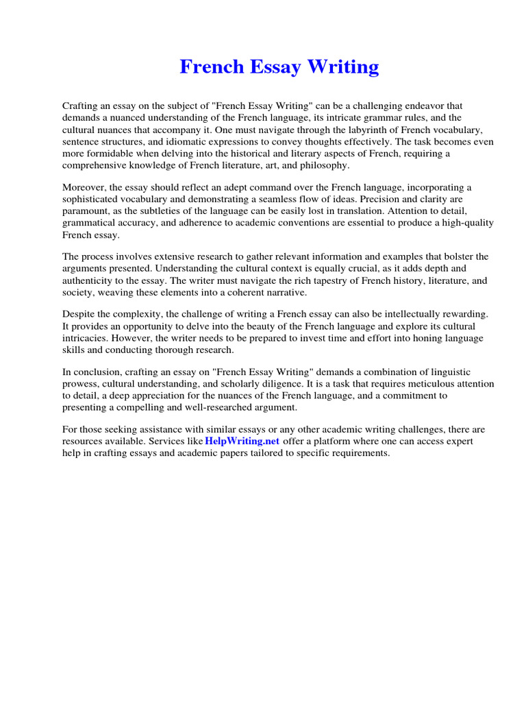 French Essay Writing | PDF | Attachment Theory | Essays