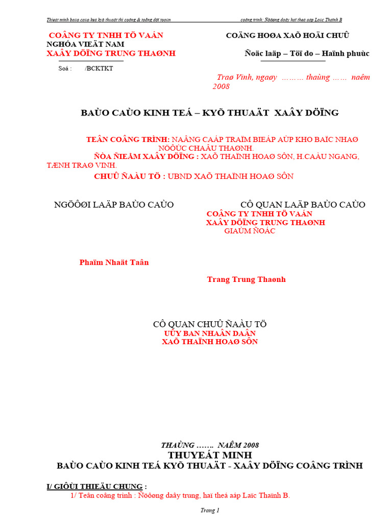 Thuyet Minh - Bao Cao KTKT | PDF