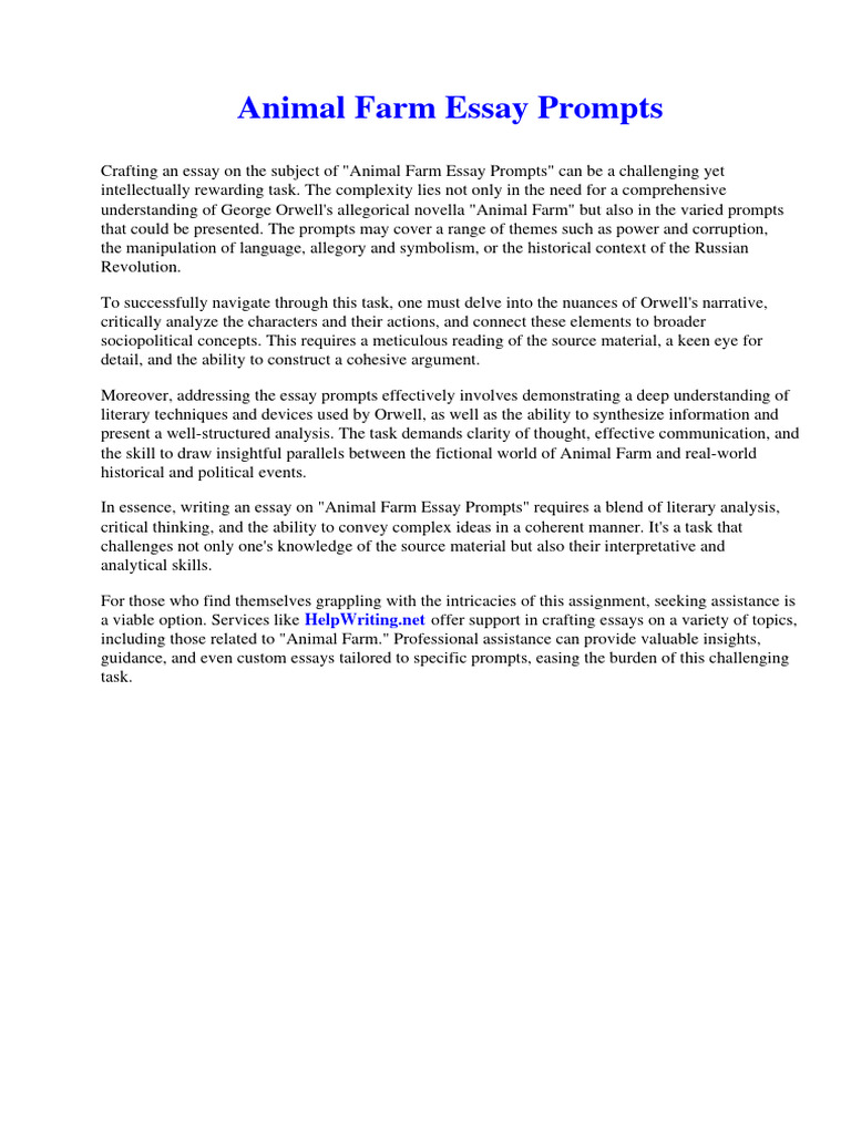 Animal Farm Essay Prompts | PDF | Virgil | Essays