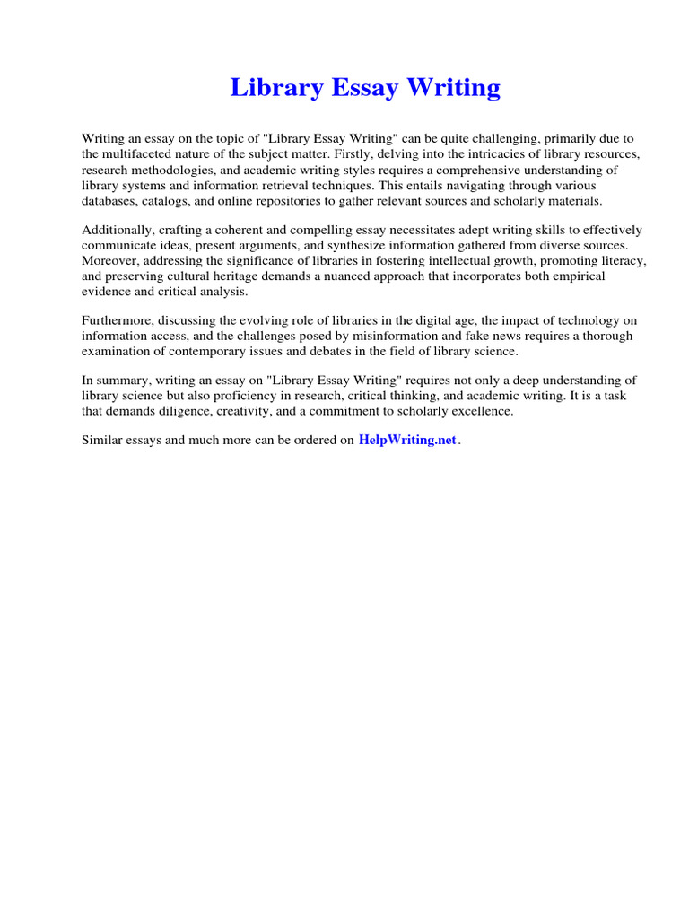 Library Essay Writing | PDF | Libraries | Essays