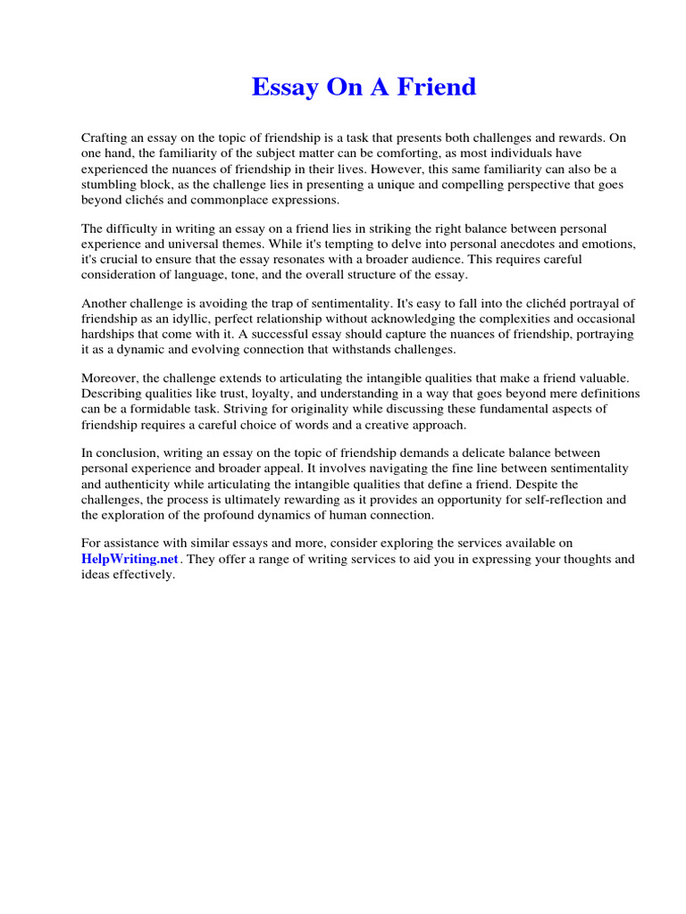 Essay On A Friend | PDF | Essays | Teachers