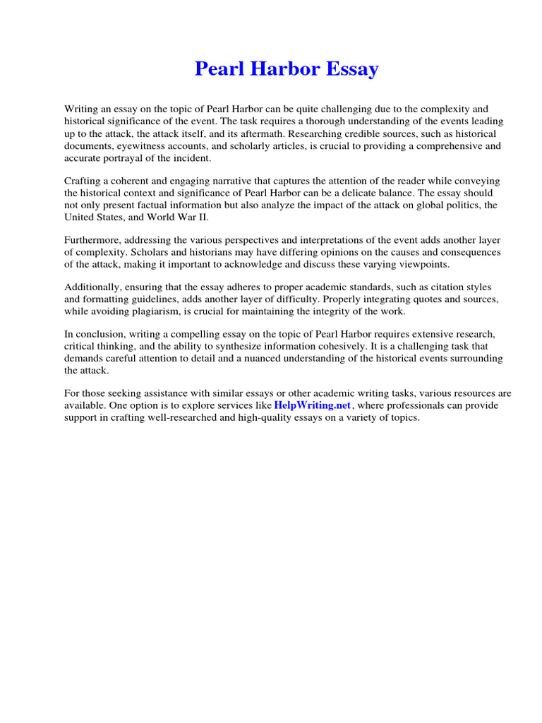 Pearl Harbor Essay | PDF | Essays | Visual Perception