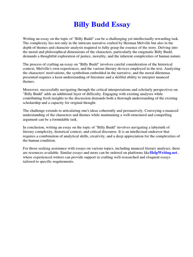 Billy Budd Essay | PDF | Electronic Voting | Essays