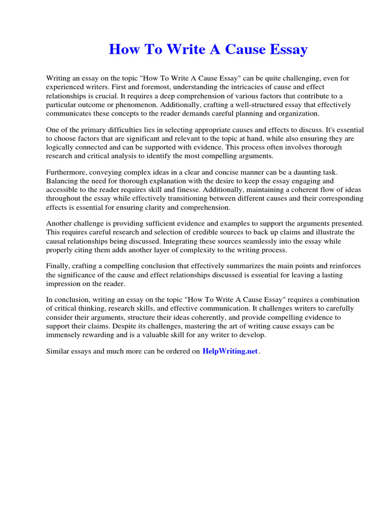 How To Write A Cause Essay | PDF | Amusement Park | Grandparent