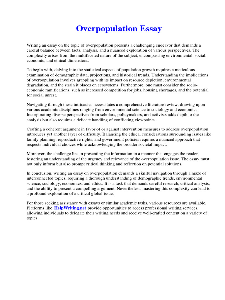Overpopulation Essay | Download Free PDF | Electronic Voting | Voting