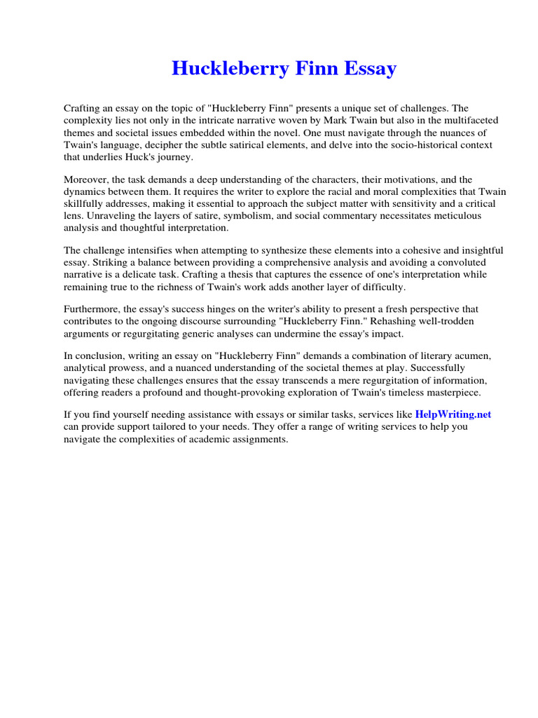 Huckleberry Finn Essay | PDF | Essays | Yosemite National Park