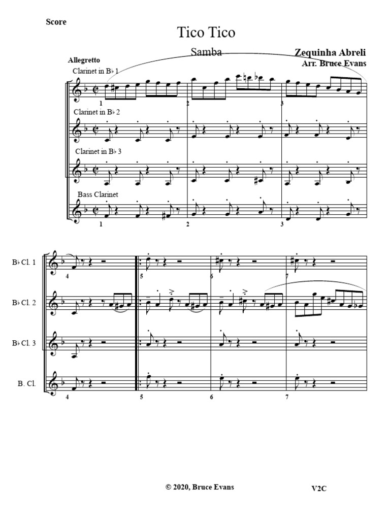 Score Tico Tico Clarinet V2C | PDF