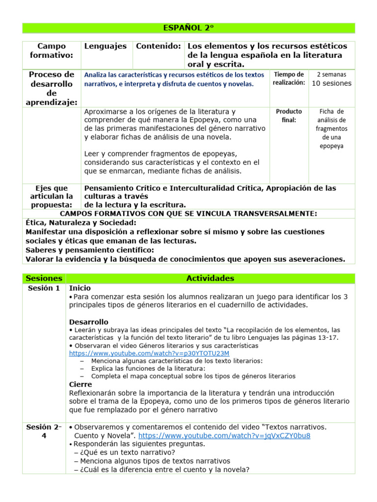 Los Elementos y Los Recursos Estéticos de La Lengua Española en La ...
