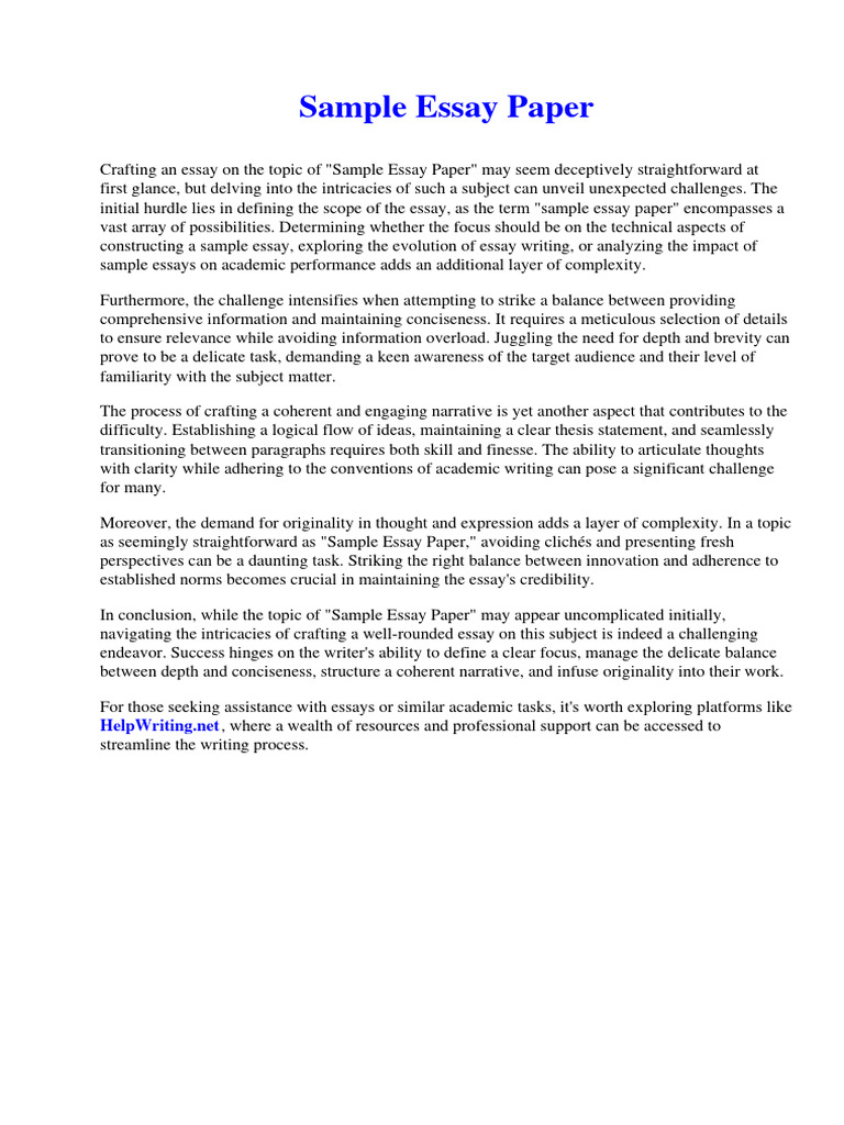 Sample Essay Paper | PDF | Essays | Hallucinogen