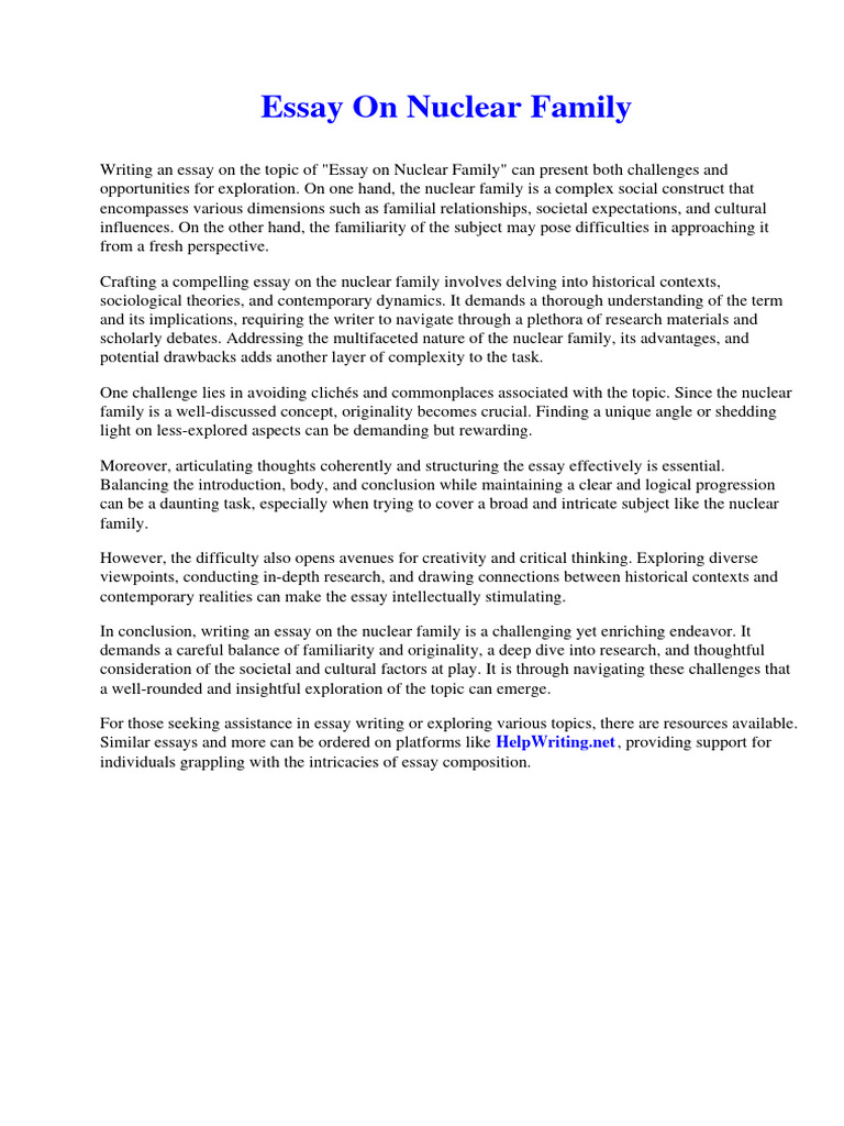 Essay On Nuclear Family | PDF | Nanocomposite | Nanoparticle