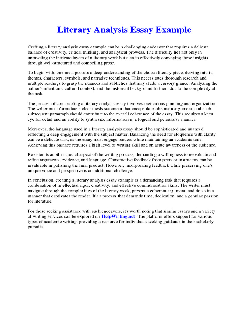 Literary Analysis Essay Example | PDF | Essays | Genocides