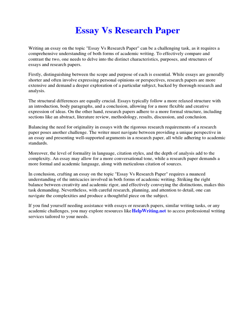 Essay Vs Research Paper | PDF | Essays | Poverty