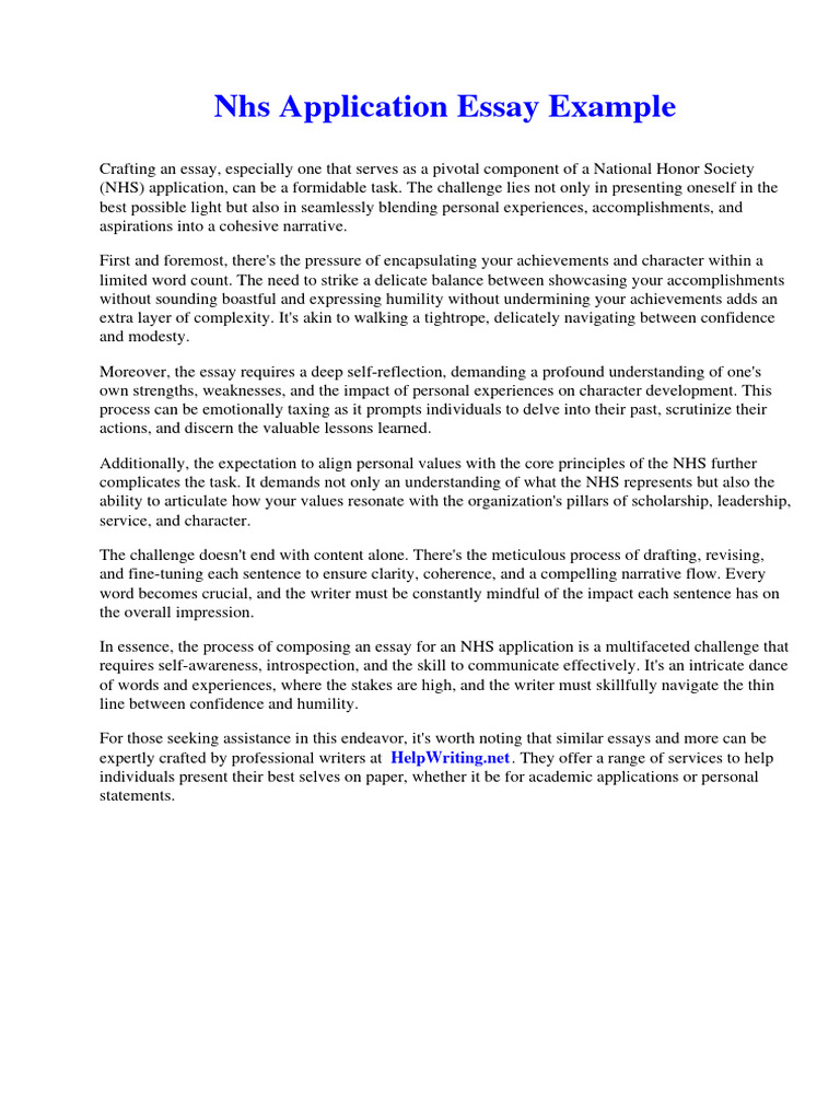 Nhs Application Essay Example | PDF | Exhaust Gas | N Ox