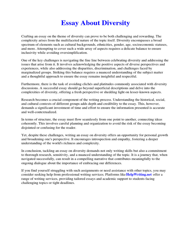 Essay About Diversity | PDF | Stuttering | Essays