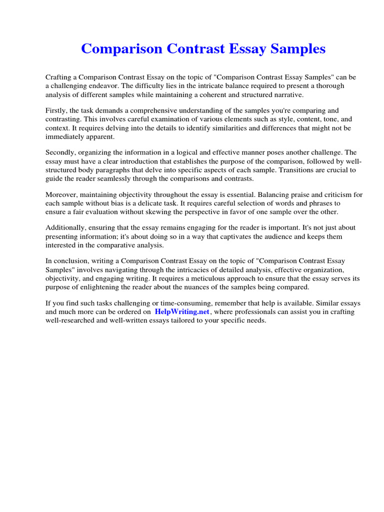 Comparison Contrast Essay Samples | PDF | Essays | Mardi Gras