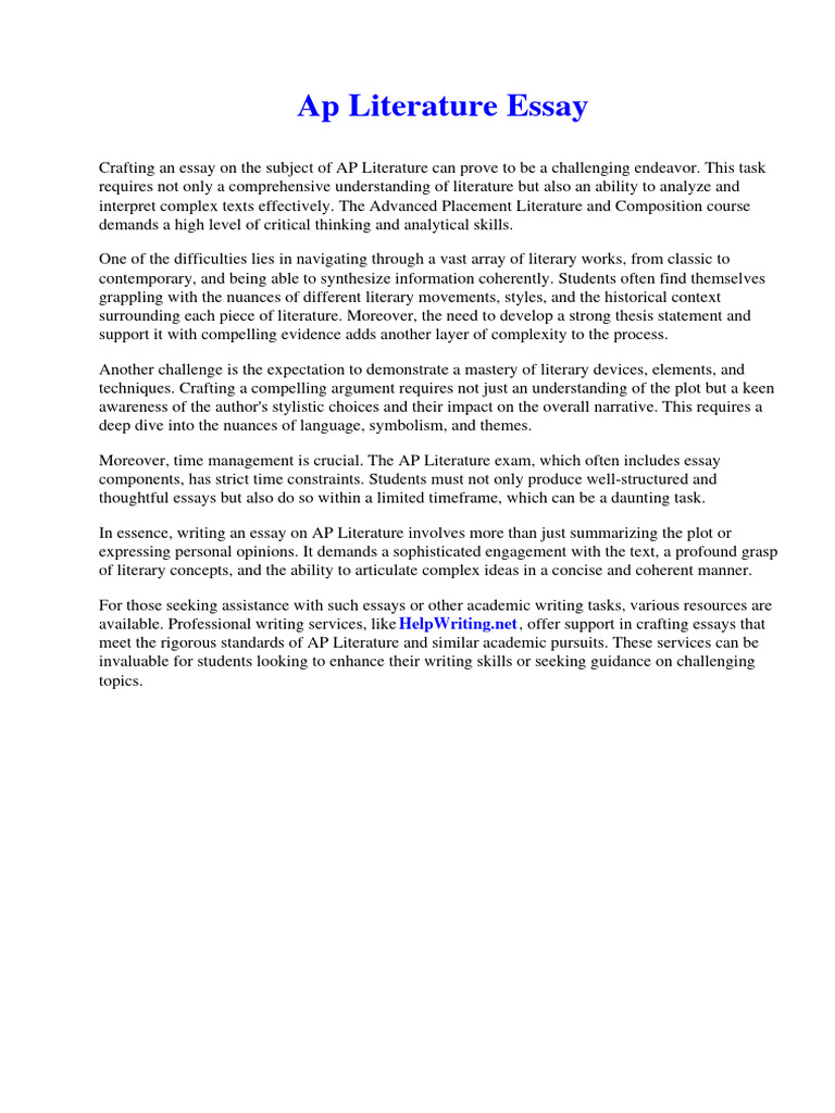 AP Literature Essay | PDF | Coca Cola | Essays